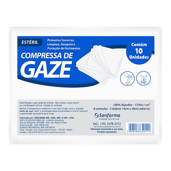 Compressa de Gaze 11 Fios Estéril - Pacote com 500 Unidades - Casa da ...