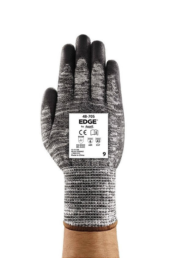 Luva Edge 48-705 CA35708 Ansell Proteção o Corte banho em PU (CA 35708 ...