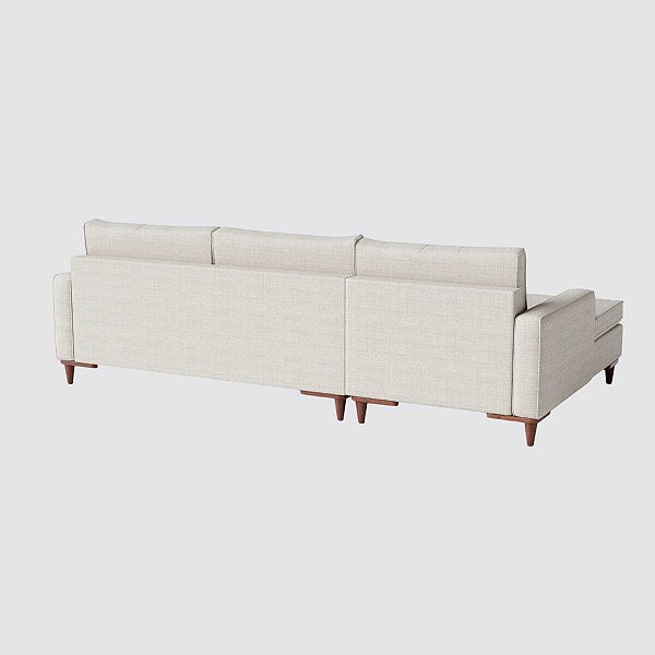 Sofá Living Fixo Chaise Viena 2,70m em Linho Off White Pérola - Home Mobily Móveis