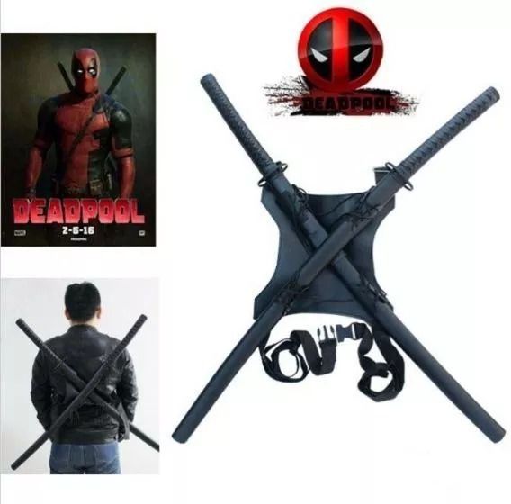 Espadas Deadpool Kit Com 2 Espadas E Suporte Para Costas - Tenda Medieval