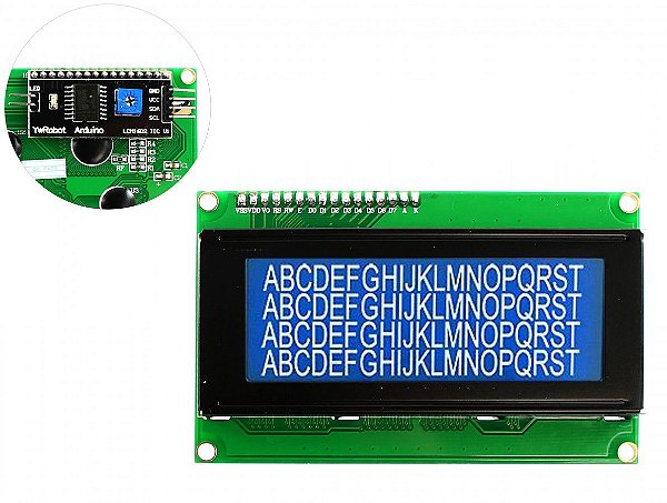 Display Lcd 20X4 - Backlight Azul - Com Modulo I2C Integrado (Soldado) - Smartcomp seu ...