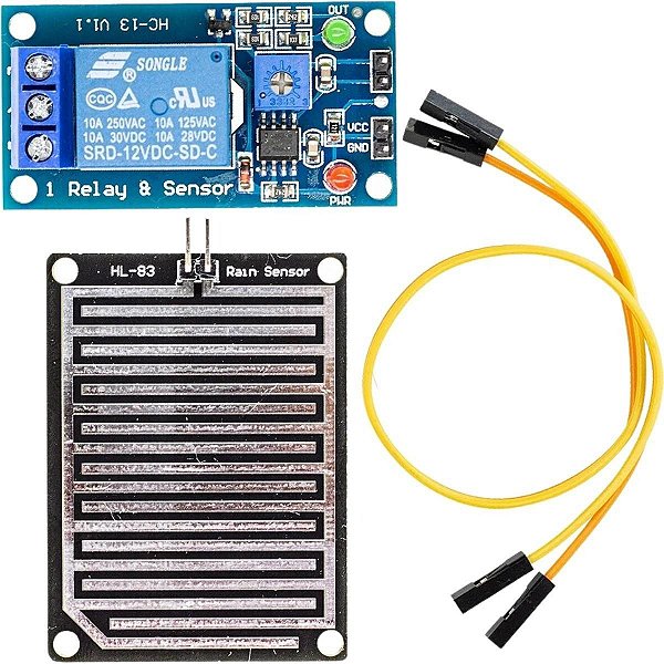 Sensor De Chuva E Umidade HL-83 Com Acionamento Relé 12V - Para Arduino ...