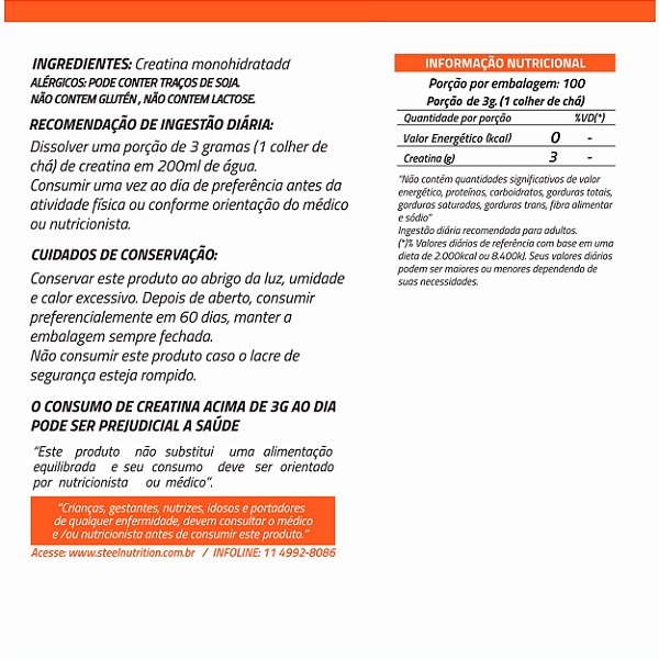 Creatina Monohidratada Pura - Steel Nutrition - Fabricante de ...