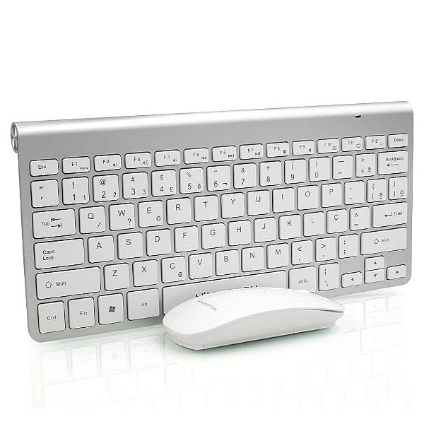 Kit Teclado e Mouse Sem Fio JP-102 Branco HMaston - Ion Cabos