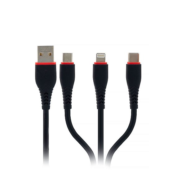 Cabo carregador 3 em 1 KAIDI - Ion Cabos