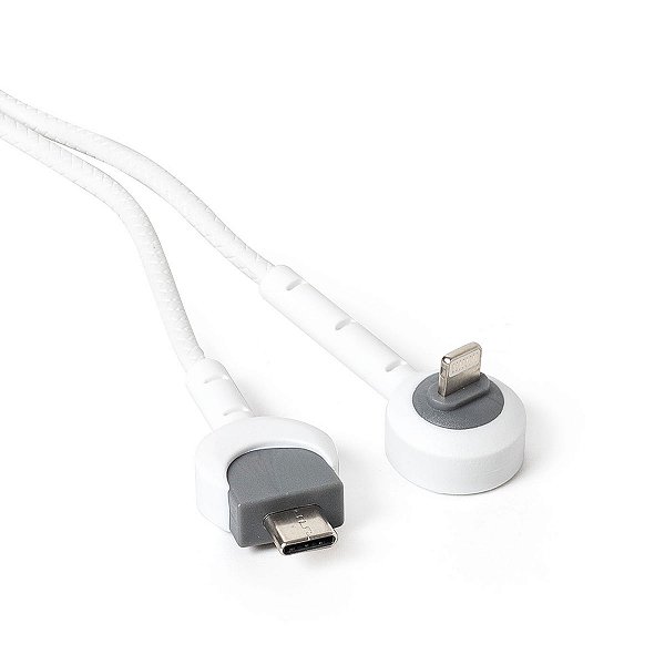 Cabo Tipo-C x Lightning 90 Graus, 1 metro, Branco - Ion Cabos