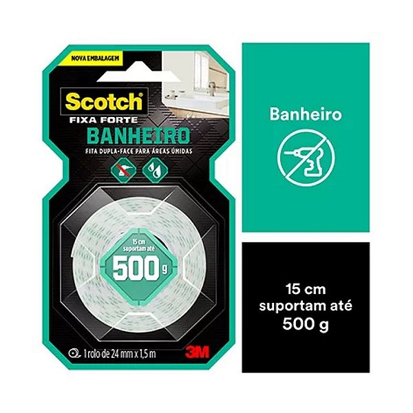 Fita Fixa Forte Uso em Banheiros 24mm x 1,5m Scotch-Brite 3M| Brama ...