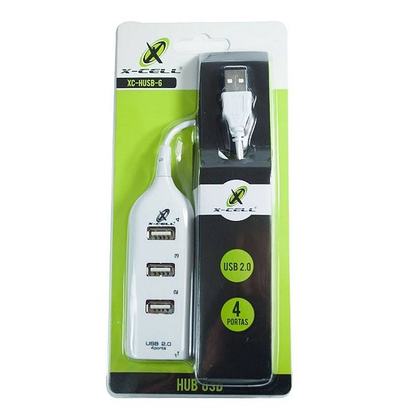 HUB USB 2.0 4 Portas X-Cell XC-HUB-6 - Crystal Informática