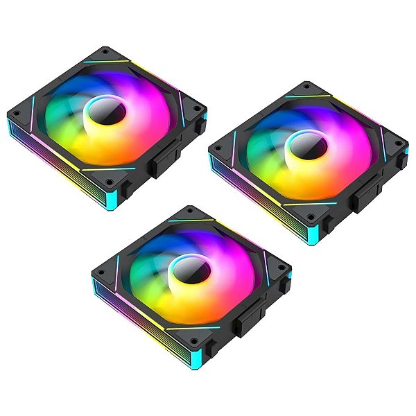 Cooler para Gabinete Teucer JM-1 12X12 RGB 120MM RGB Kit com 3 Unidades ...
