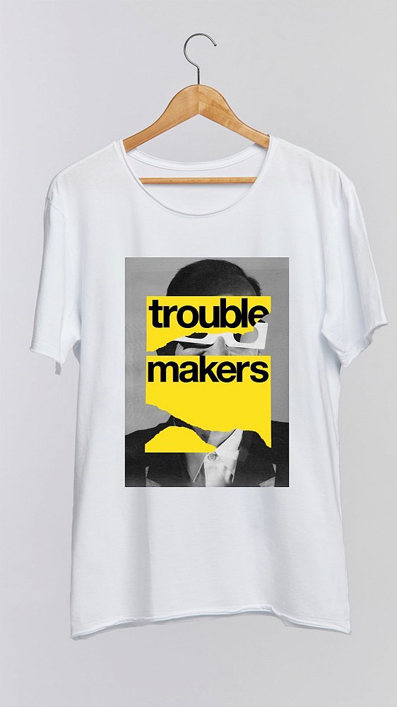 Camiseta TROUBLE MAKERS - 100% algodão corte a fio branca - beatshirts Camiseta TROUBLE MAKERS - 100% algodão corte a fio branca - beatshirts