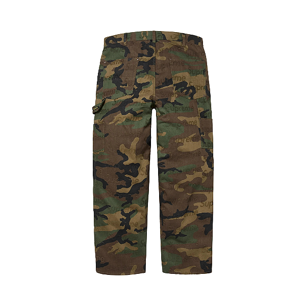 SUPREME - Calça Jeans Jacquard Logos Double Knee "Woodland Camo" -NOVO ...