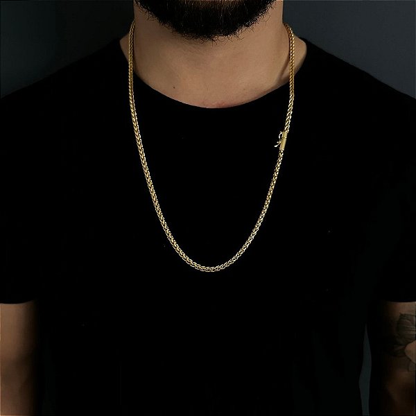 CORRENTE PERUANA (5mm- 31G- 60/ 70cm) - BANHADA A OURO 18K - DELUXE JOIAS RECIFE ATACADO