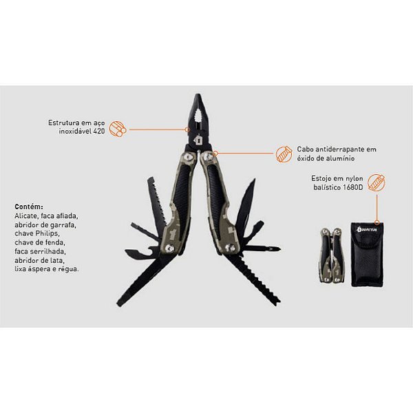 Alicate Multitool Precision Invictus - Life Outdoor Aventura e Lazer