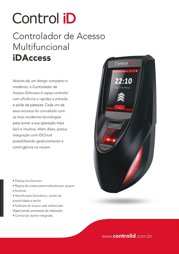 Controle de Acesso iDAccess Biometria e Cartão - ControliD - https://www.accessface.com.br/