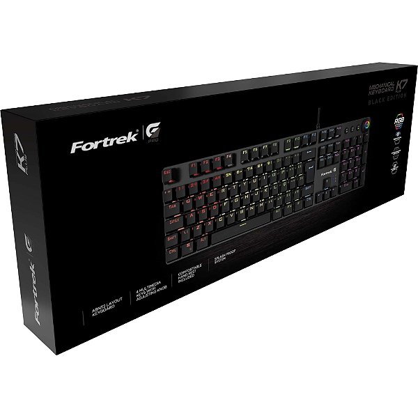 Teclado Mecânico Gamer Fortrek G Black Edition GPro Plus K7, RGB ...