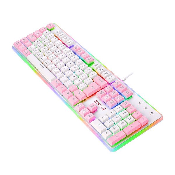 Teclado Gamer Redragon Dyaus 2, Membrana, RGB, White, ABNT2, Full-Size ...