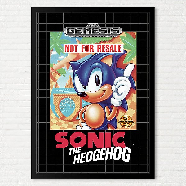 Quadro Capa do Sonic The Hedgehog Not For Resale - Sega Genesis Mega ...