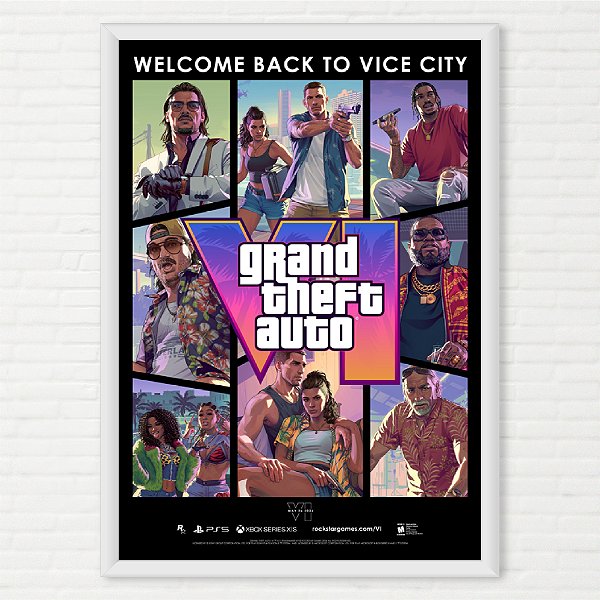Poster GTA 6 - Pôster Clássico PS5 - Final Frame Pôsteres Decorativos