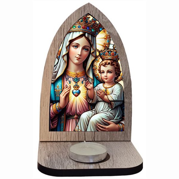 Capela Nossa Senhora do Brasil em MDF - Arte Estilo Vitral - Ideia Laser