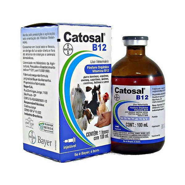 Catosal B12 100 mL - Bayer - Kajavet Farmácia Veterinária