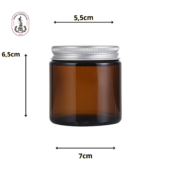 Pote de Vidro Âmbar 130ml c/ Tampa Alumínio (un) - Paris Essencias