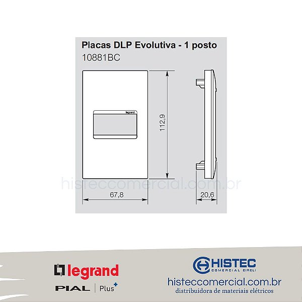 PLACA DLP COM SUPORTE 1 POSTO BR 10881BC PIAL PLUS+ - Histec Comercial ...