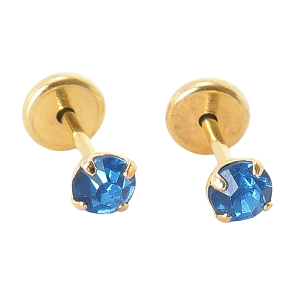 Brinco Baby com Pedra 3,5mm Folheado a Ouro - Family Collection