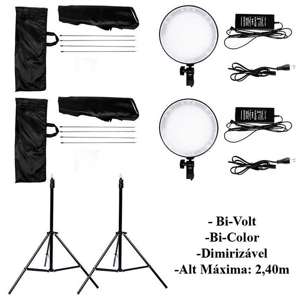 Kit LedMax 45 Bi-Color Bi-Volt 50 x 70cm com Tripés - EKOBAN ...