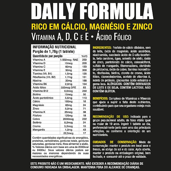 DAILY FORMULA - 100 COMPRIMIDOS UNIVERSAL NUTRITION - Universal ...
