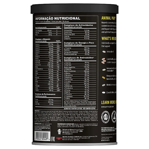 ANIMAL PAK 30 PACKS ULTIMATE FOUNDATION - UNIVERSAL NUTRITION ...