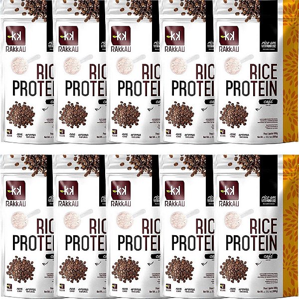Kit 10 Rice Protein Café Rakkau 600g - Vegano - Proteína - Loja Vegana
