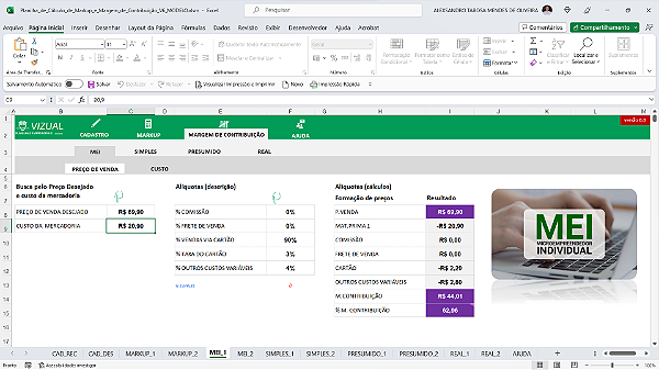 Planilha de Cálculo de Markup e Margem de Contribuição em Excel 6.0 ... Planilha de Cálculo de Markup e Margem de Contribuição em Excel 6.0 ...