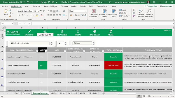 Planilha de Acompanhamento de Vendas e Clientes em Excel 6.0 - Vizual ... Planilha de Acompanhamento de Vendas e Clientes em Excel 6.0 - Vizual ...