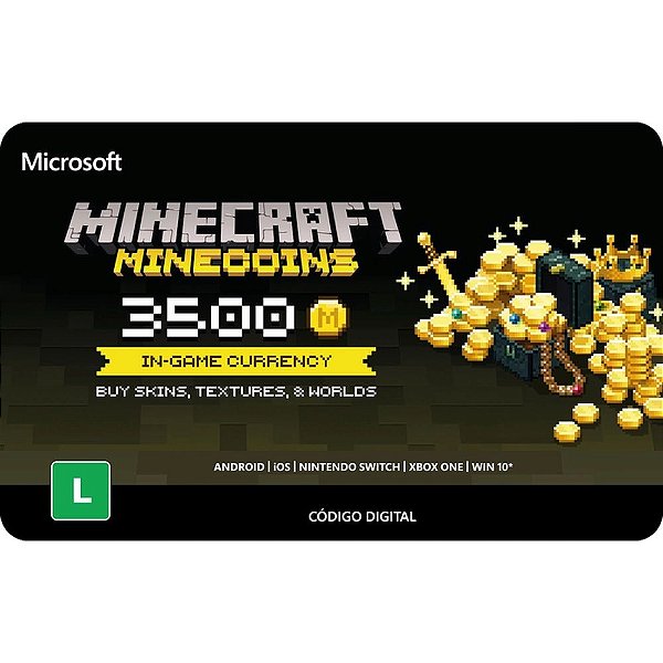 Cartão Presente Minecraft Minecoins - Cadê Meu Jogo