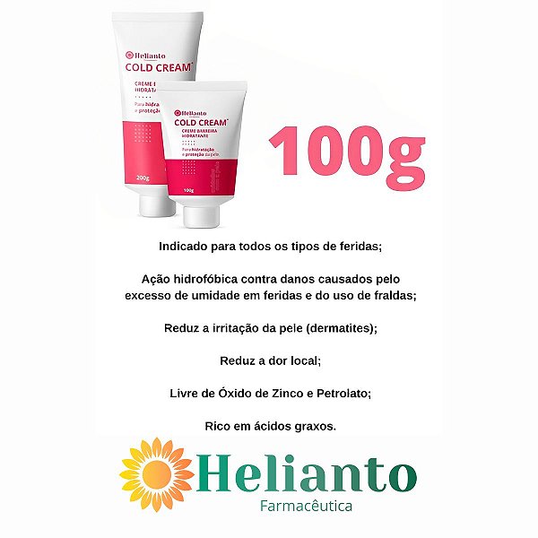 Cold Cream Creme Barreira Protetora da Pele 100g - Helianto - RareMed Hospitalar