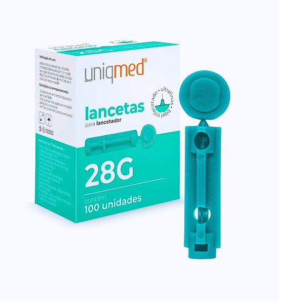 Lanceta para Lancetador 28g (100un) - Uniqmed - RareMed Hospitalar