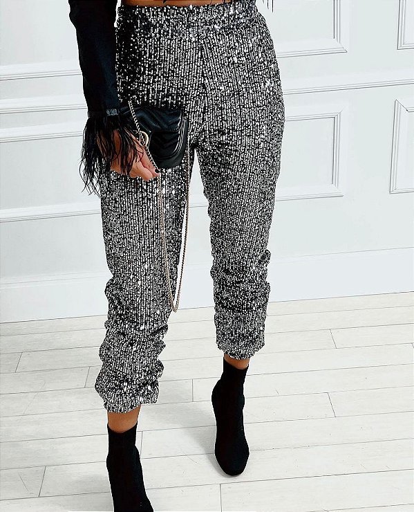 Calça preta de paetês - Maravilhosa - Madame Ninna - loja online de ...