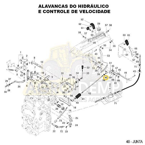 JUNTA DE ARTICULAÇÃO DAS ALAVANCAS HIDRÁULICA E VELOCIDADE (130MM DE ...