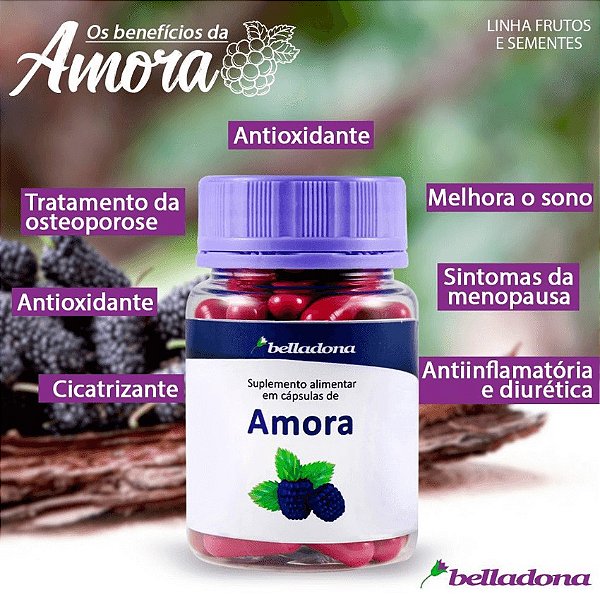 Cápsulas de amora - 300mg - 60 cápsulas - Farmácia Belladona | Sua ...
