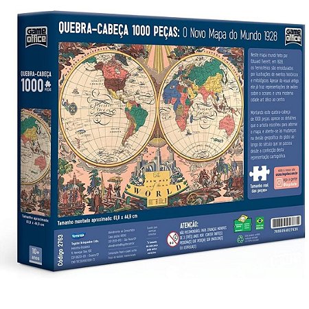 Novo Mapa do Mundo (1928) 1000 Peças - Quebra Cabeça Toyster - Ioiô de ...