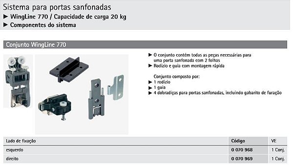 Kit Wing Line 770 Hettich CODIGO 70968 CODIGO 70969 - VESCOMM ...