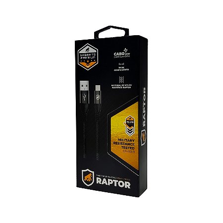 Cabo Raptor - USB-A / Tipo C / Type C / Lightning - Preto - 1M-Gshield ...