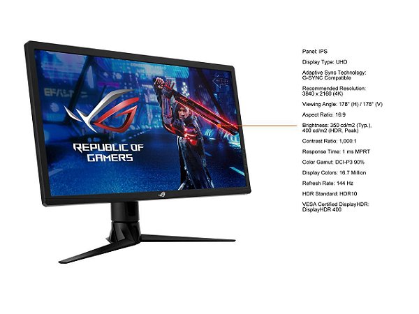 Monitor Asus ROG Strix 27 4K HDR 144Hz DSC XG27UQR UHD 3840 x 2160 IPS ...