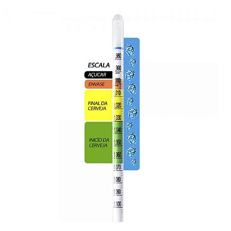 Densímetro para cerveja completo com escala colorida e proveta de 100m ...