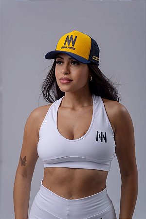 Boné Trucker Amarelo com Azul Marinho Johnny Person - JOHNNY PERSON