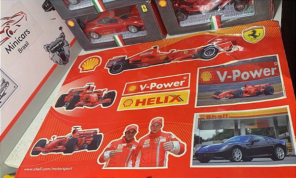 Coleção Ferrari Posto Shell - 2006 - 1/38 + cartela de adesivos Shell ...