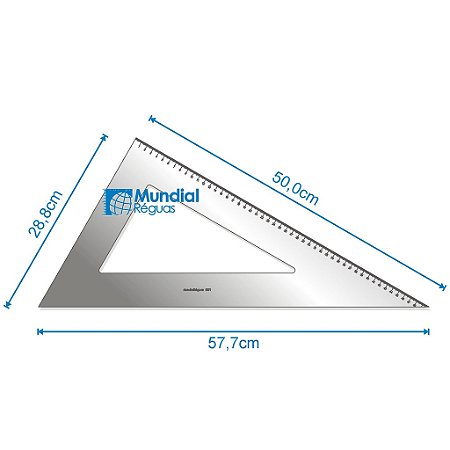 Esquadro 60º 50 cm com escala em acrílico - Mundial Réguas - Réguas ...