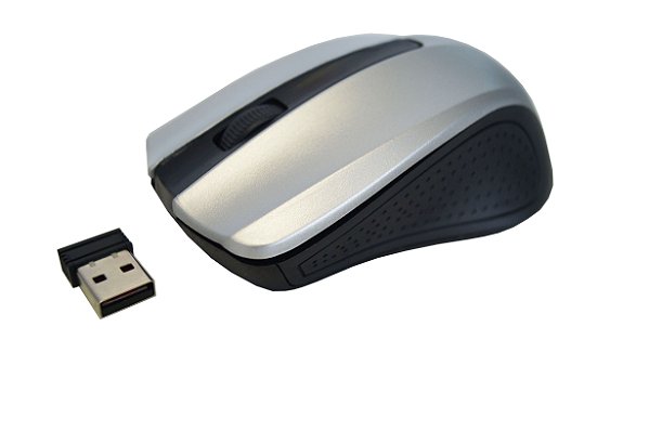 Mouse Sem Fio Usb 2.4g Anatomico Prata com Preto 82862 YDTECH - YDTECH