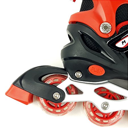 Patins Infantil 4 Rodas In-line Abec-5 Tam. 34-37 Ajustável Vermelho ...