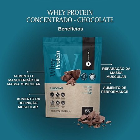 WHEY PROTEIN CONCENTRADO - CHOCOLATE - 450g - HOUSEWHEY